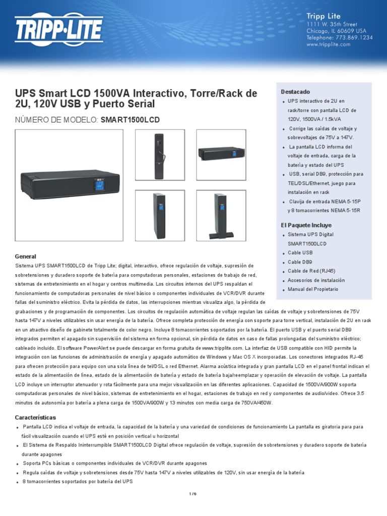 Smart 1500 LCD | PDF | USB | Pantalla de cristal líquido