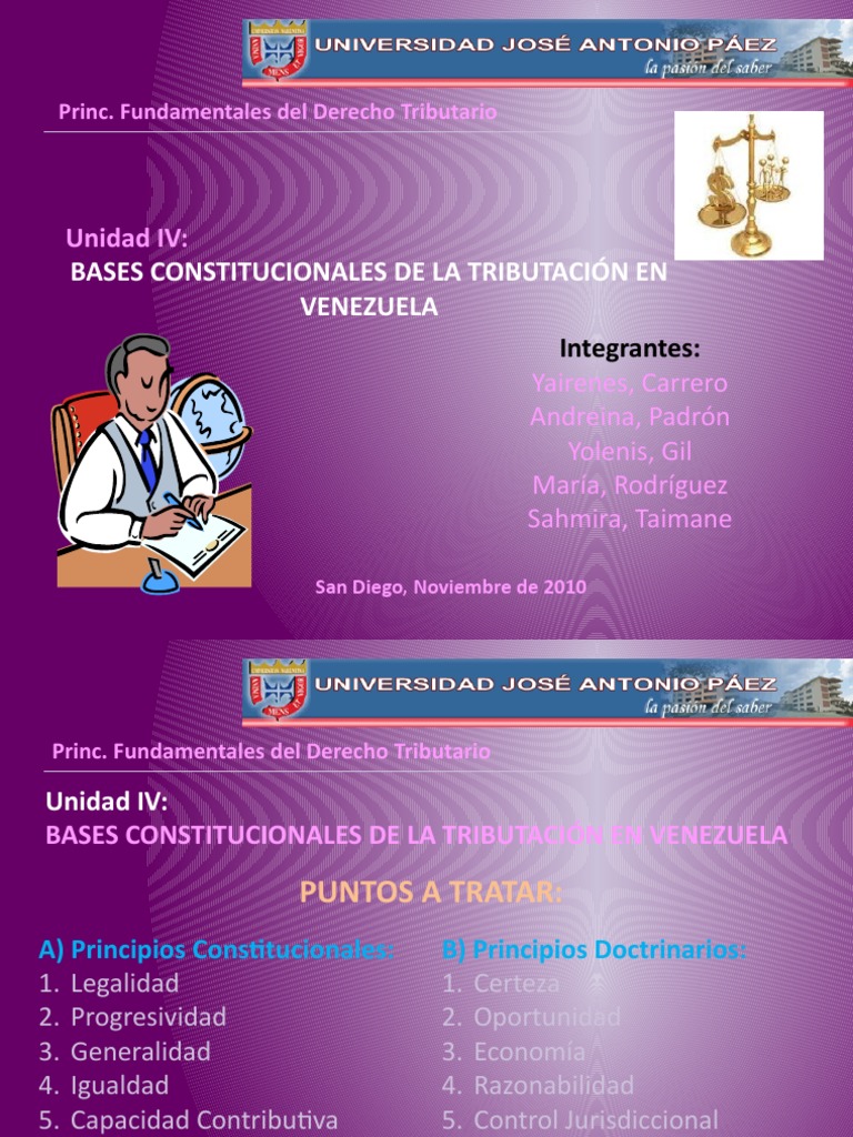 UNIDAD IV Bases Constitucionales de La Tributacion en Venezuela | PDF ...