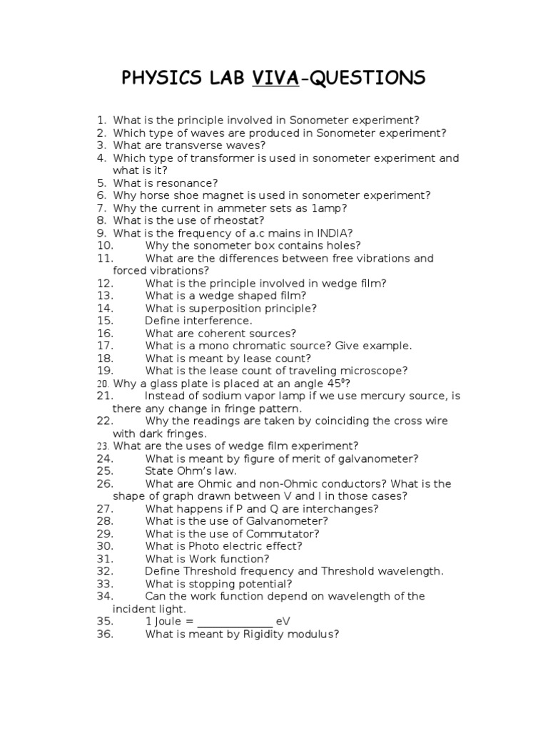 Physics Lab Viva | PDF | Inductor | Waves
