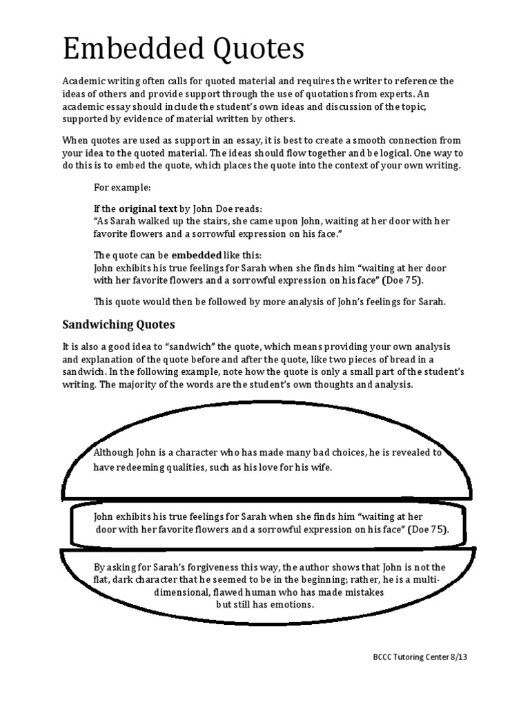 Embedded Quotes Handout | PDF | Sic | Ellipsis