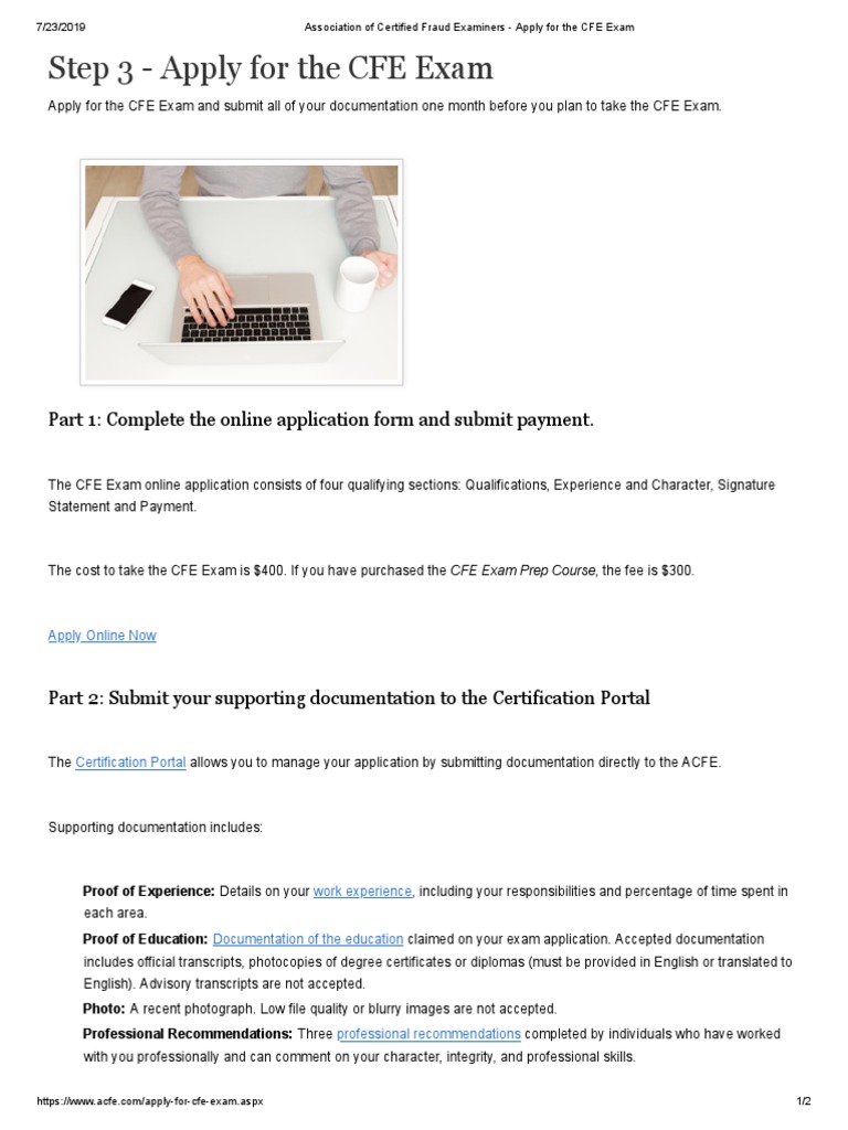 Step 3 - Apply For The CFE Exam: Part 1: Complete The Online ...