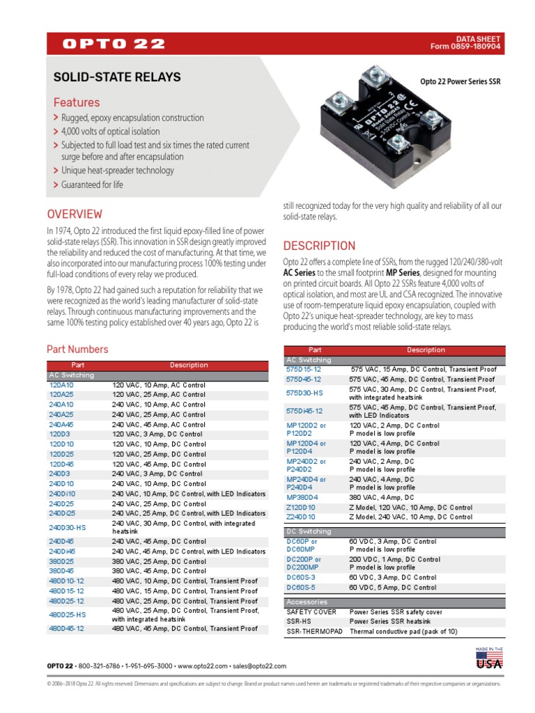 Solid-State Relays: Features | PDF | Relay | Amplifier