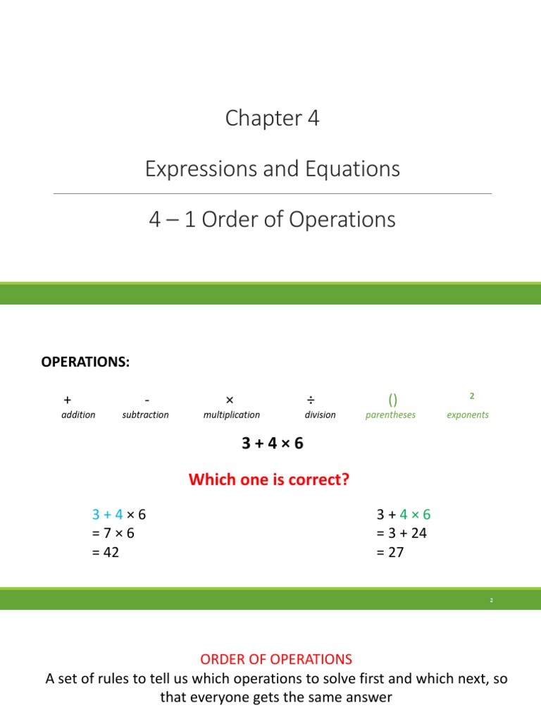 Order of Operations and Translating Words To Expressions | PDF ...