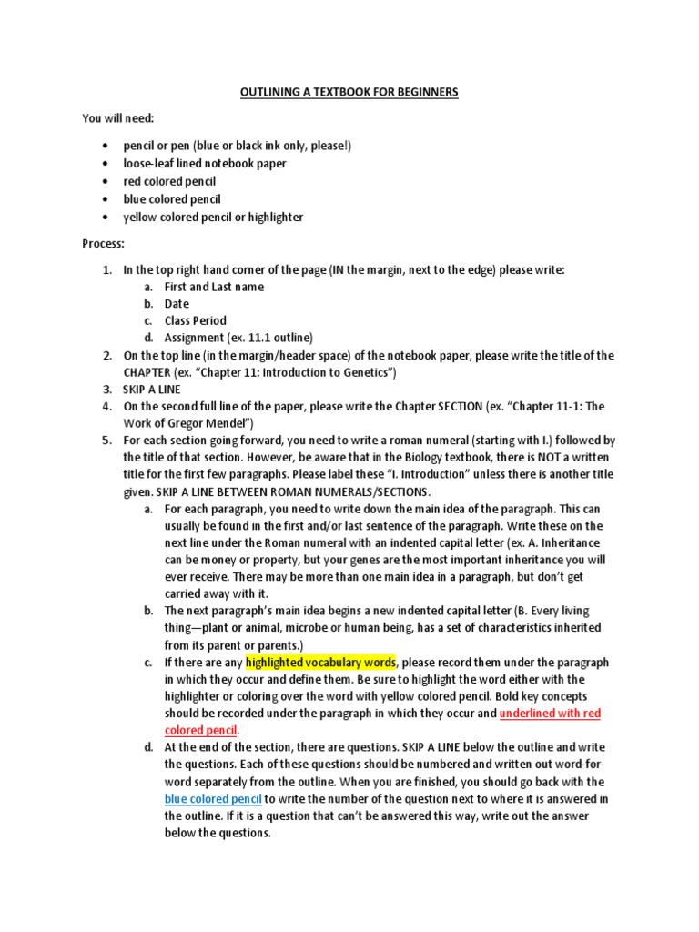 Outlining A Textbook For Beginners | PDF | Paragraph | Biology