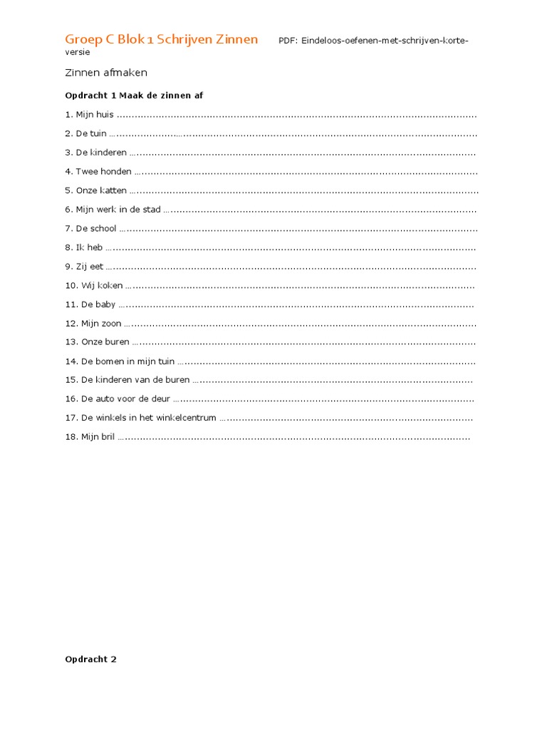 Opdrachten Voor Groep C | PDF