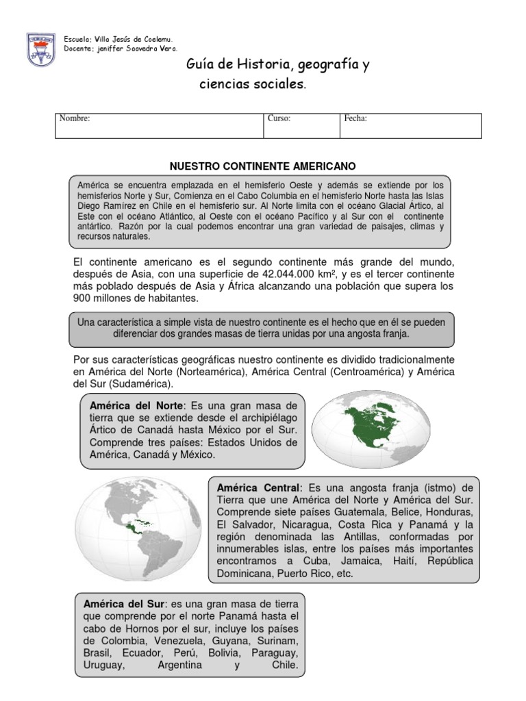 Guia Del Continente Americano | Américas | América del Sur | Prueba ...
