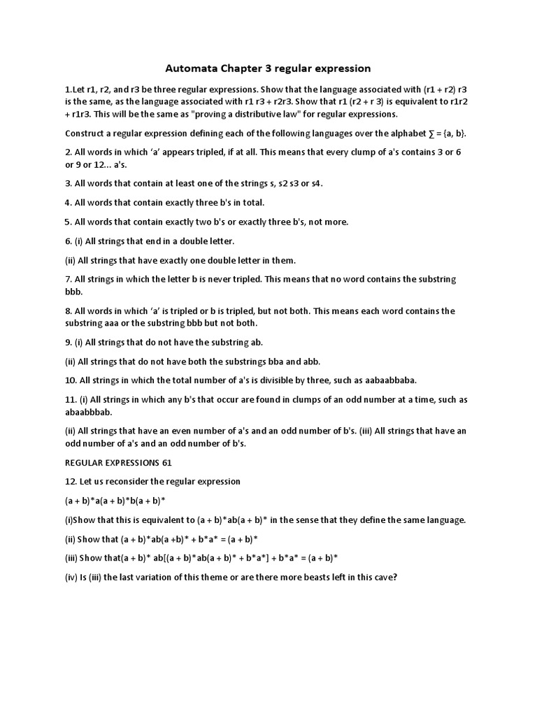 Regular Expressions and Automata Laws | PDF | Regular Expression ...