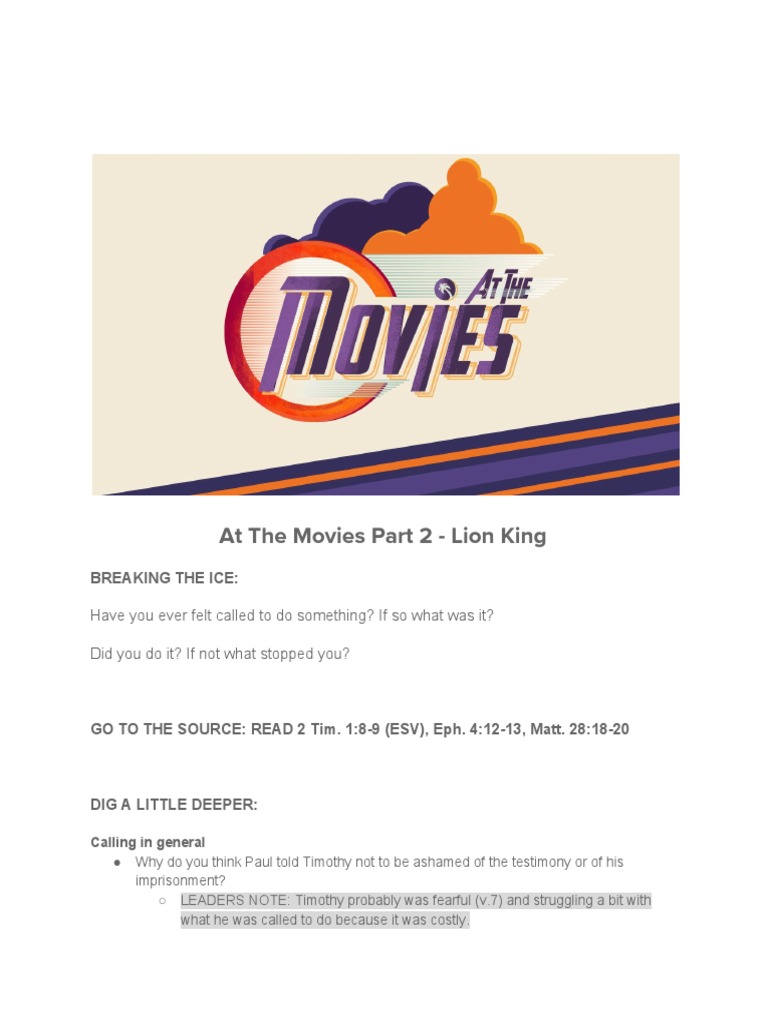 At The Movies Lion King 1 | PDF | Paul The Apostle | Disciple ...