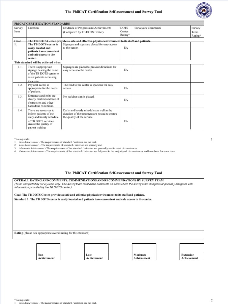 PhilCAT Certification Self-Assessment Tool | PDF | Tuberculosis | Hand ...