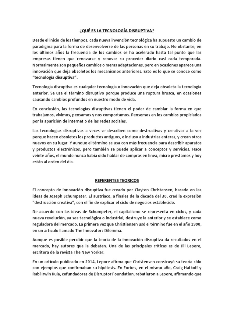 Tecnologia Disruptiva | PDF | Innovación disruptiva | Innovación
