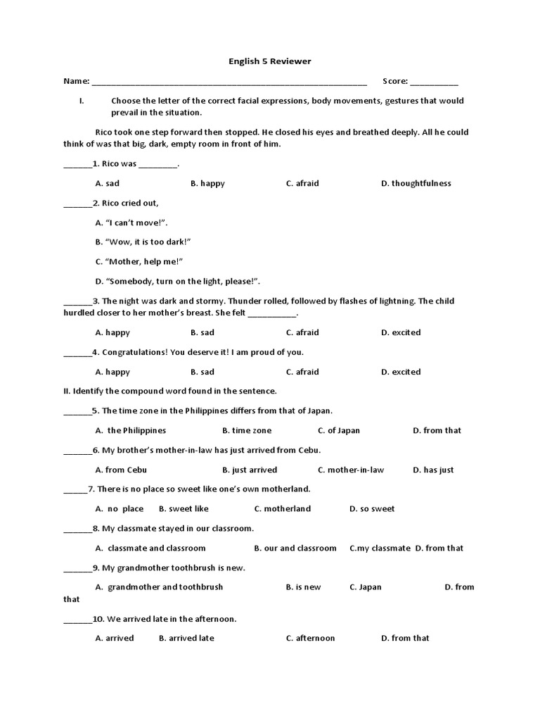 English 5 Reviewer Tutor | PDF | Linguistics | Grammar