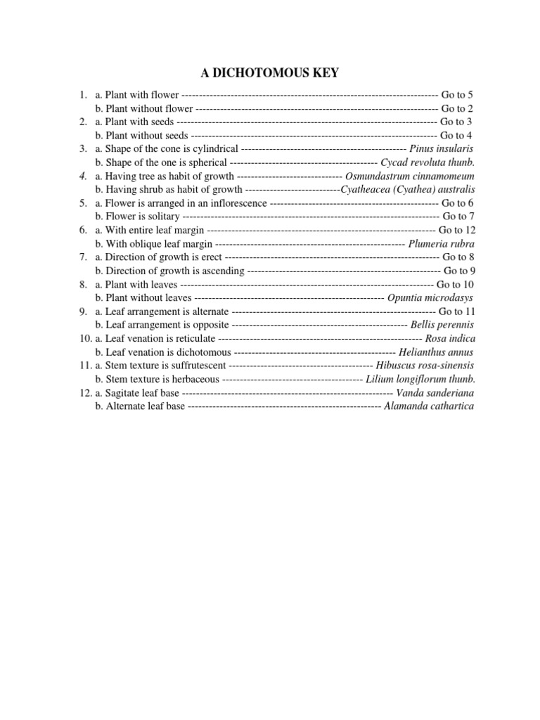 A Dichotomous Key | PDF | Leaf | Botany