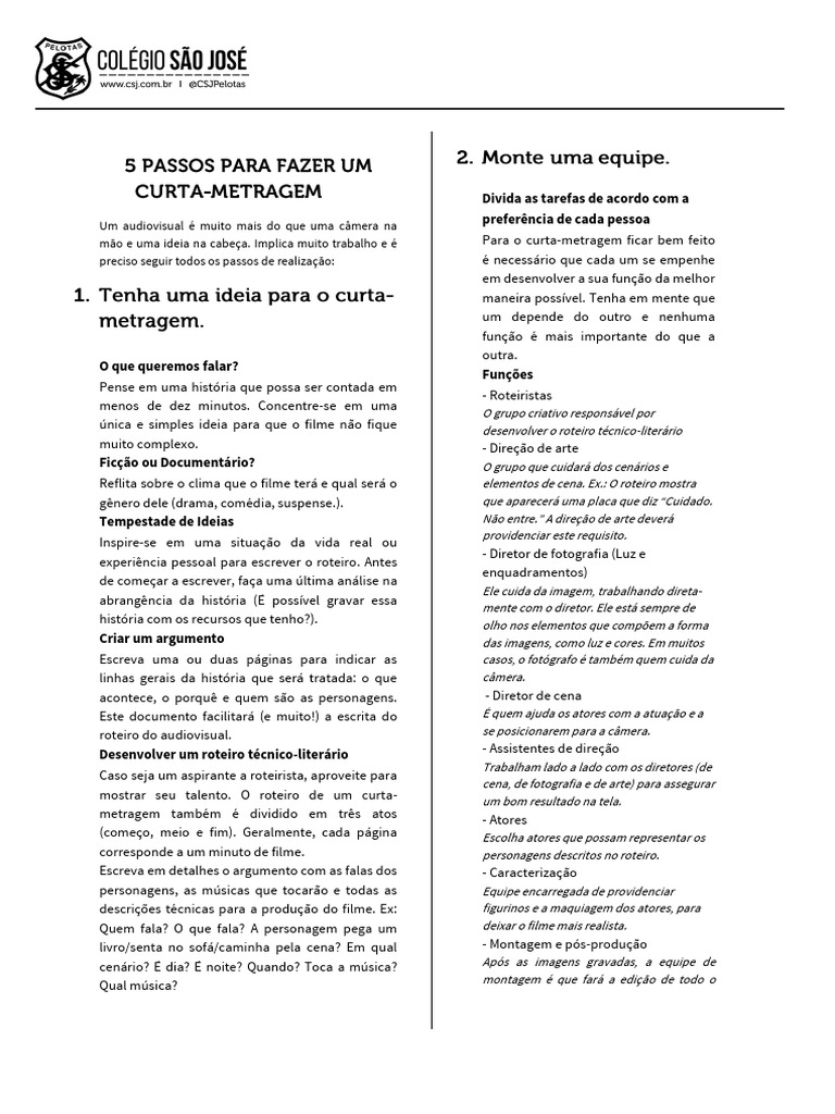 5 Passos Para Fazer Um Curta-metragem | Câmera