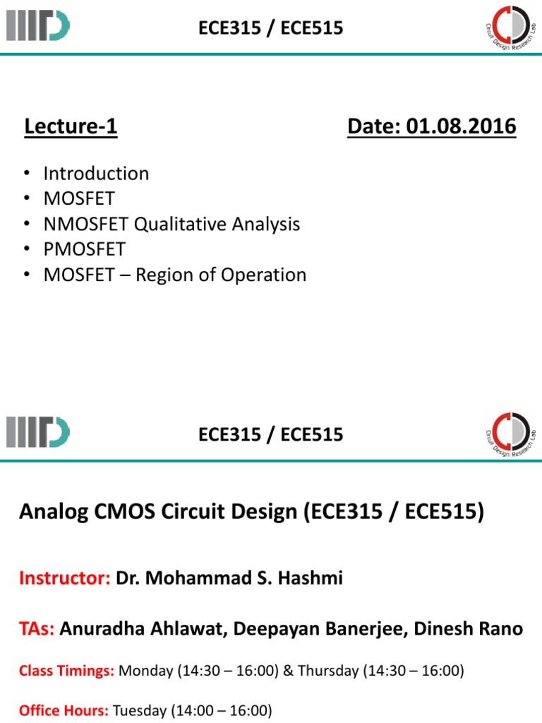 ECE315/515 Intro to Analog CMOS Design | PDF | Field Effect Transistor | Mosfet