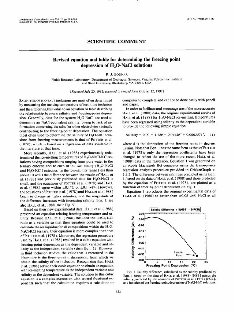 1993, Bodnar, GCA 57 | PDF | Salinity | Regression Analysis