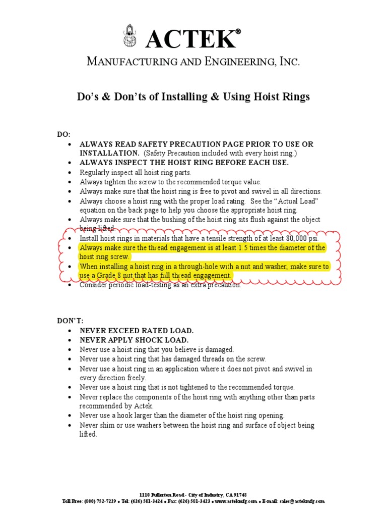 Actek's Do's & Dont's | PDF