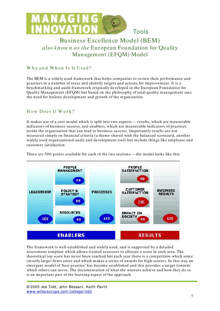 Business Excellence Model | PDF
