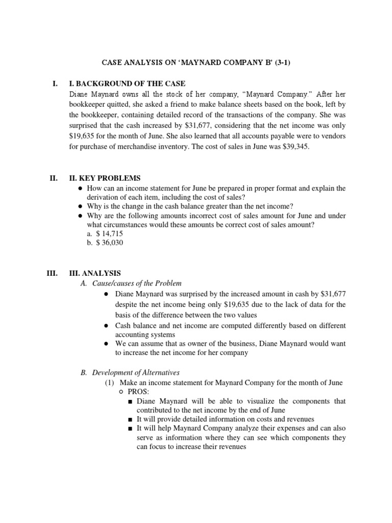 Case Analysis 3 1 Maynard Business | PDF | Expense | Net Income