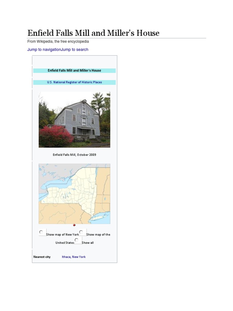 Enfield Falls Mill: Historic Landmark | PDF
