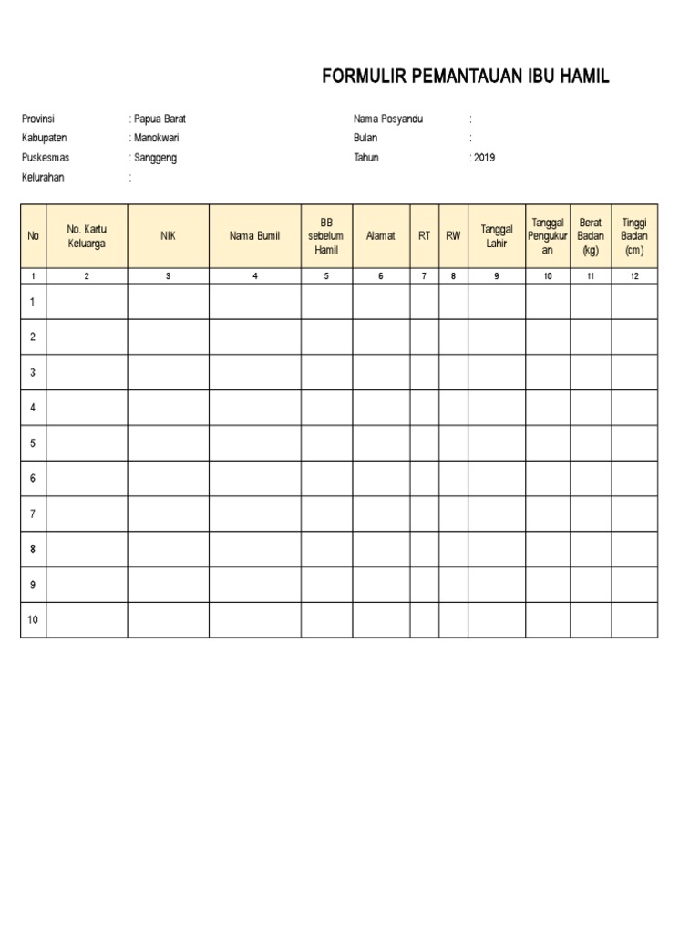Formulir Pemantauan Ibu Hamil EPPGBM | PDF