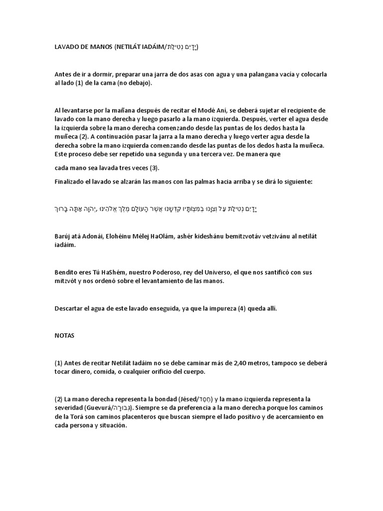 Guía de Netilát Iadáim: Lavado de Manos | PDF | Alma