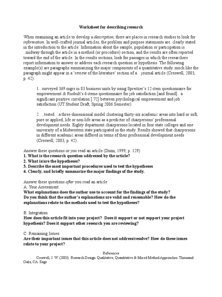 Information. in Well-Crafted Journal Articles, The Problem and Purpose ...