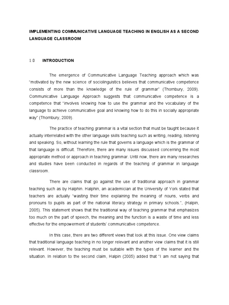 Communicative Language Teaching in ESL | PDF | Language Education ...