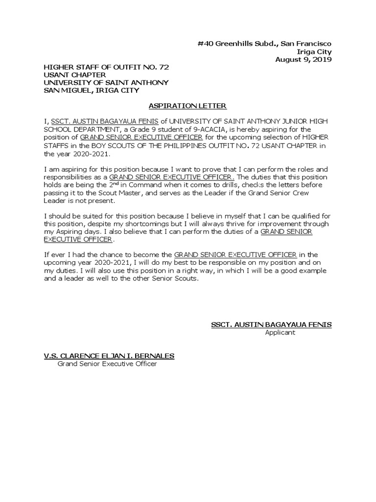 Aspiration Letter | PDF