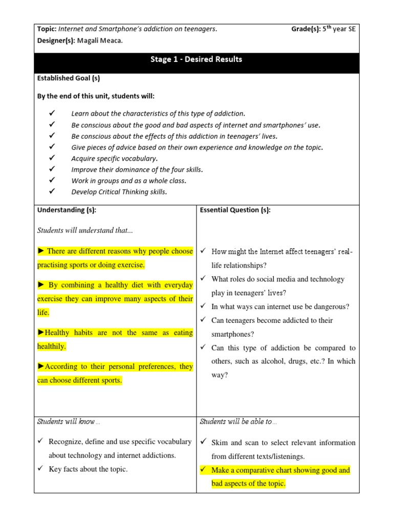 Stage 1 - Desired Results | PDF | Adolescence | Vocabulary