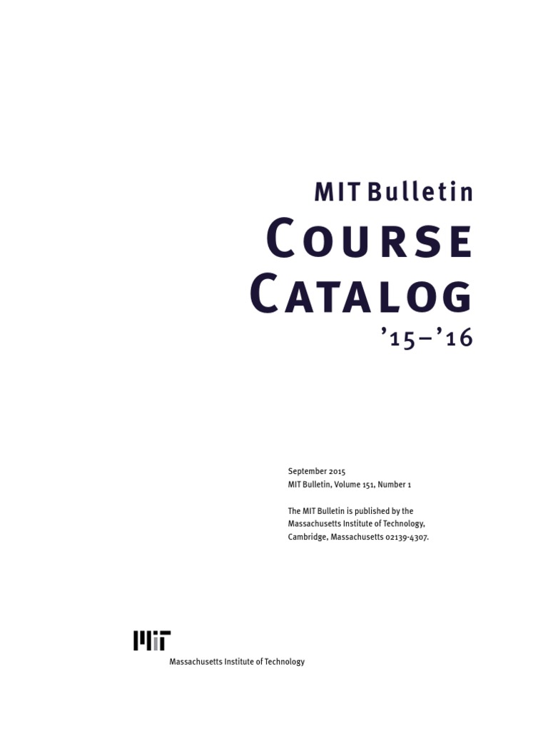 Catalog1516 A | PDF | Massachusetts Institute Of Technology | Engineering