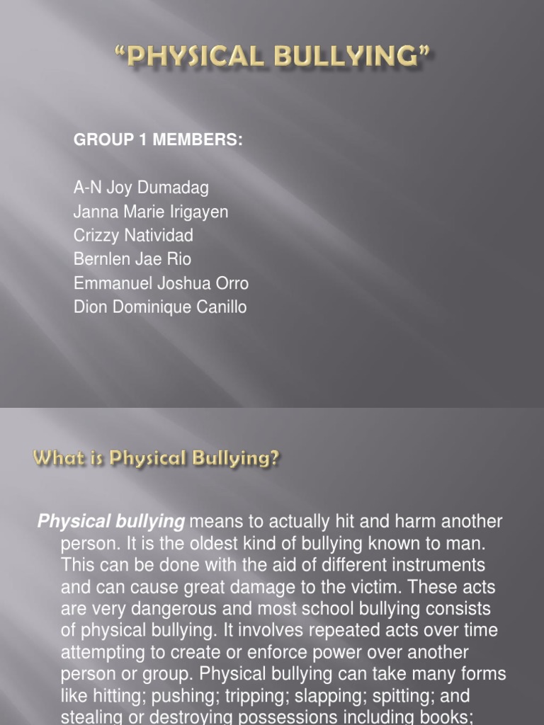Understanding Physical Bullying Effects | PDF