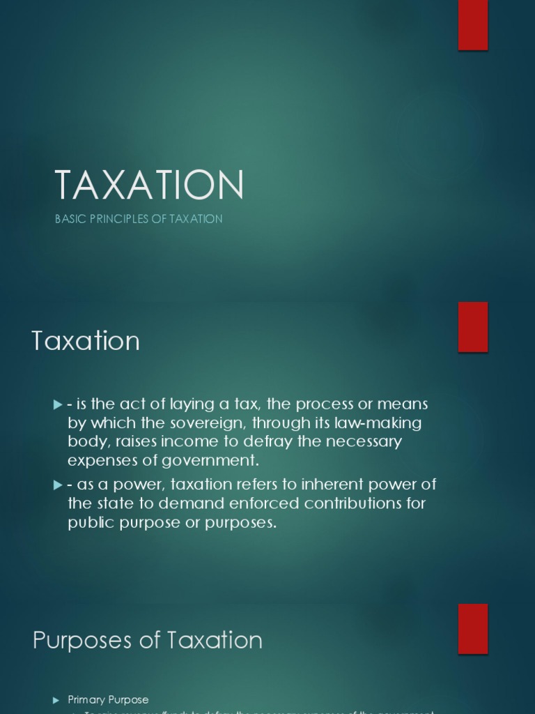 Taxation: Basic Principles of Taxation | PDF | Progressive Tax | Eminent Domain