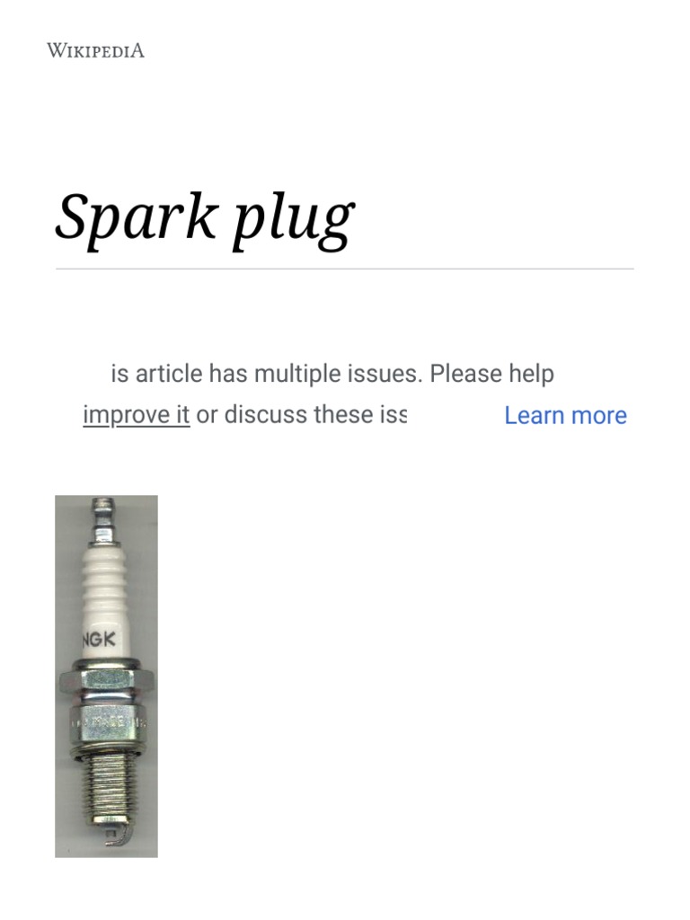 Spark Plug - Wikipedia | PDF | Internal Combustion Engine | Vehicle Parts