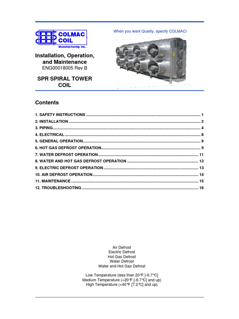 Colmac Coil: Installation, Operation, and Maintenance | PDF ...