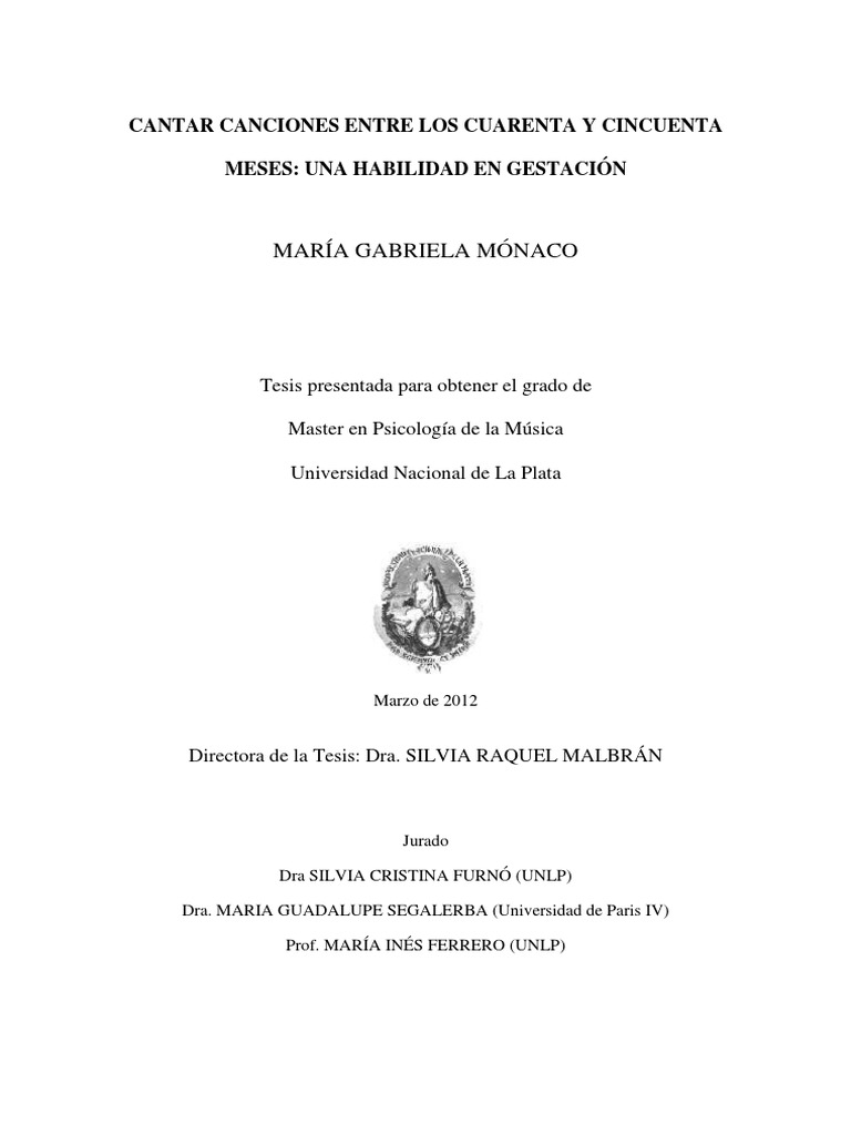 Cantar Canciones Entre Los Cuarenta y Cincuenta Meses Gabriela Monaco ...