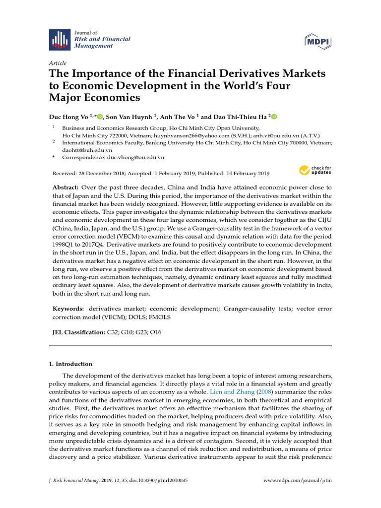 The Importance of The Financial Derivatives Markets To Economic ...