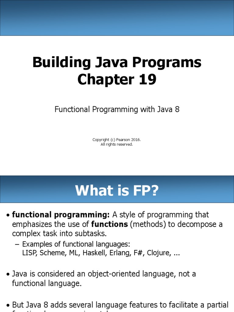 Building Java Programs: Functional Programming With Java 8 | PDF ...