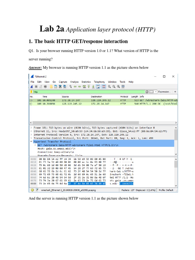 Lab 2a | PDF | Hypertext Transfer Protocol | Computer Networking