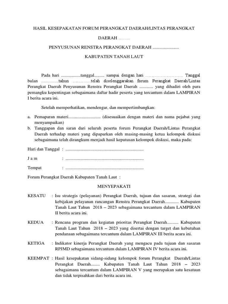 Berita Acara Forum Perangkat Daerah | PDF | Seni | Teknologi & Rekayasa