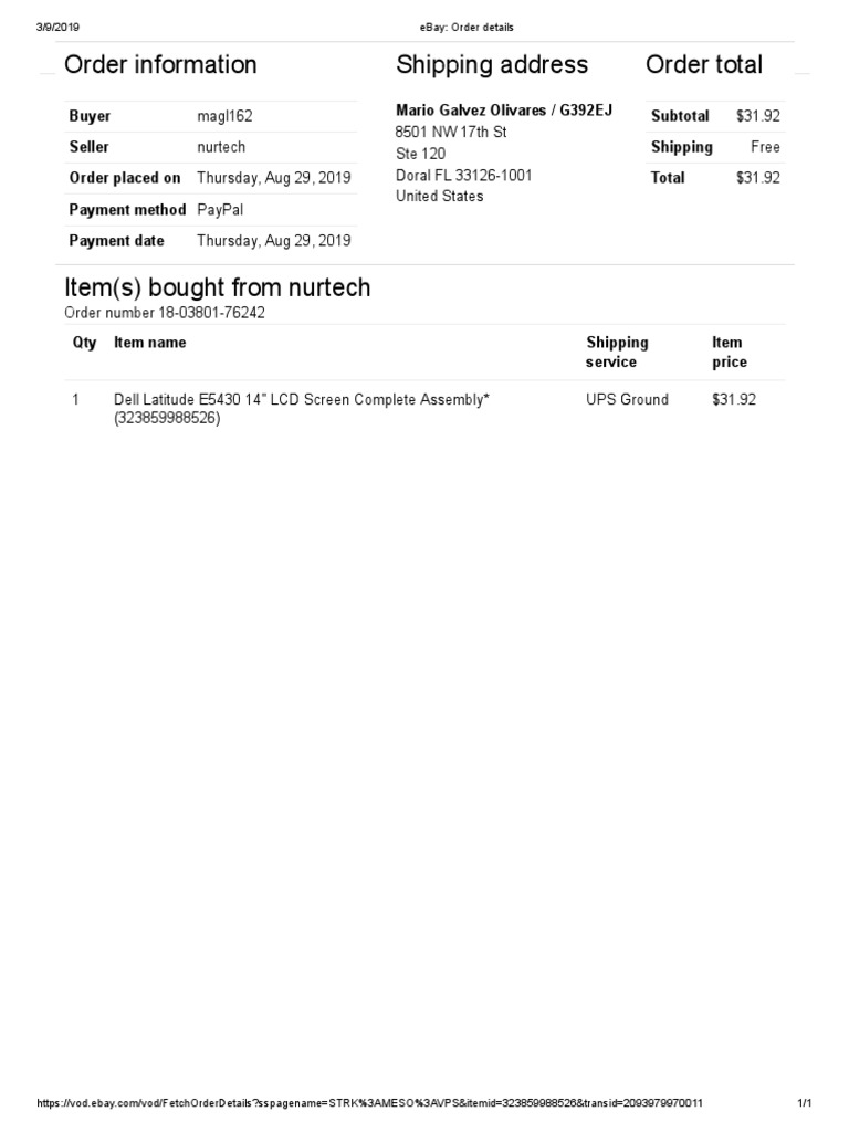 Modelo de Factura Ebay | PDF