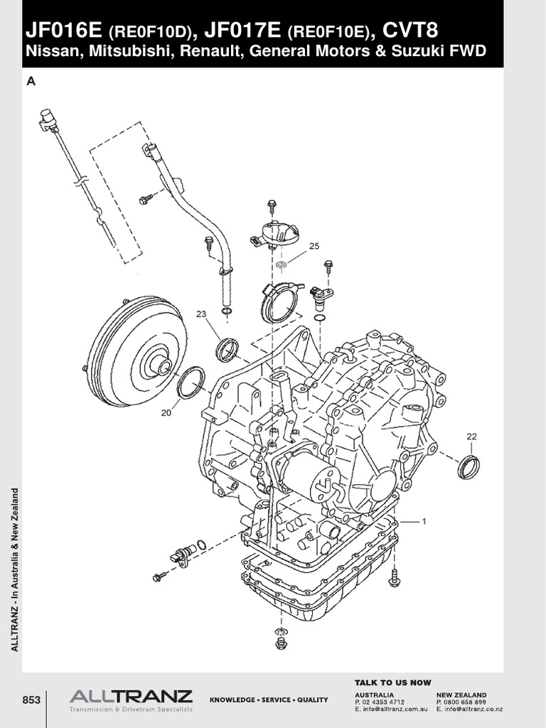JF016E, JF017E, CVT8: (RE0F10D) (RE0F10E) Nissan, Mitsubishi, Renault ...