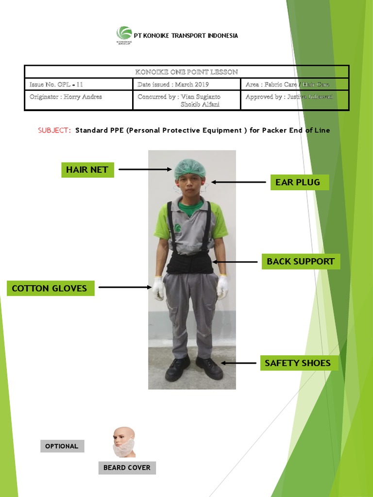 Konoike OPL - 11 - Standard PPE For Packer End of Line | PDF | Personal ...