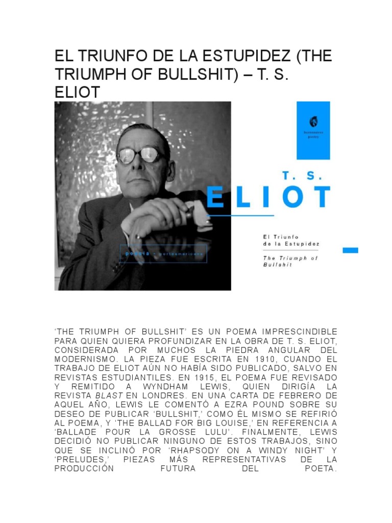 Eliot El Triunfo de La Estupidez | PDF
