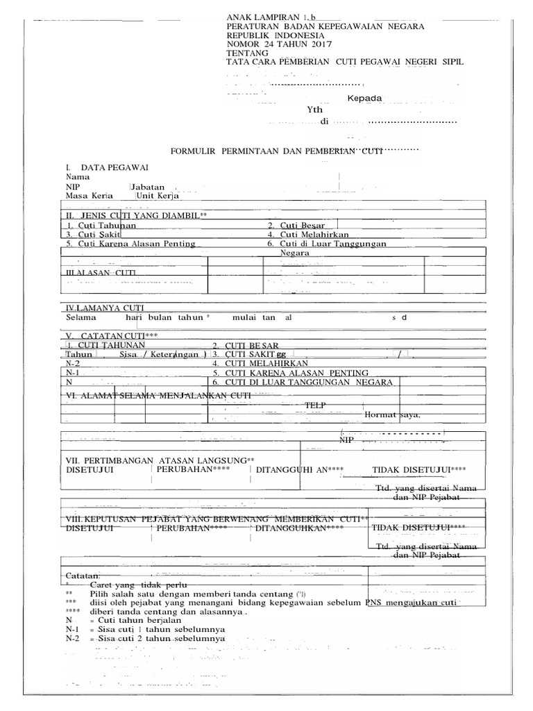 Format Cuti Pns | PDF