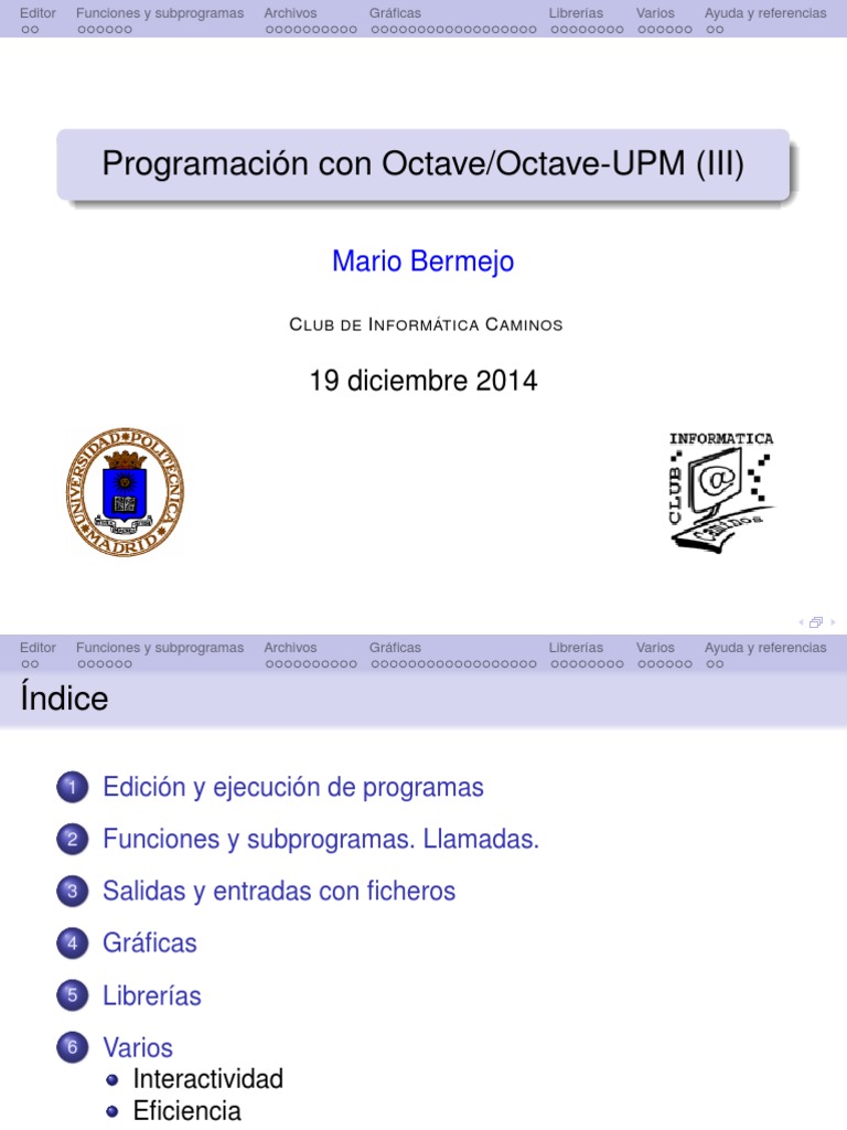 Manual de Octave | PDF | Biblioteca (informática) | Sistema de ...