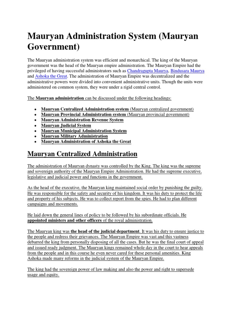 Mauryan Administration System | PDF | Judiciaries | Public Sphere