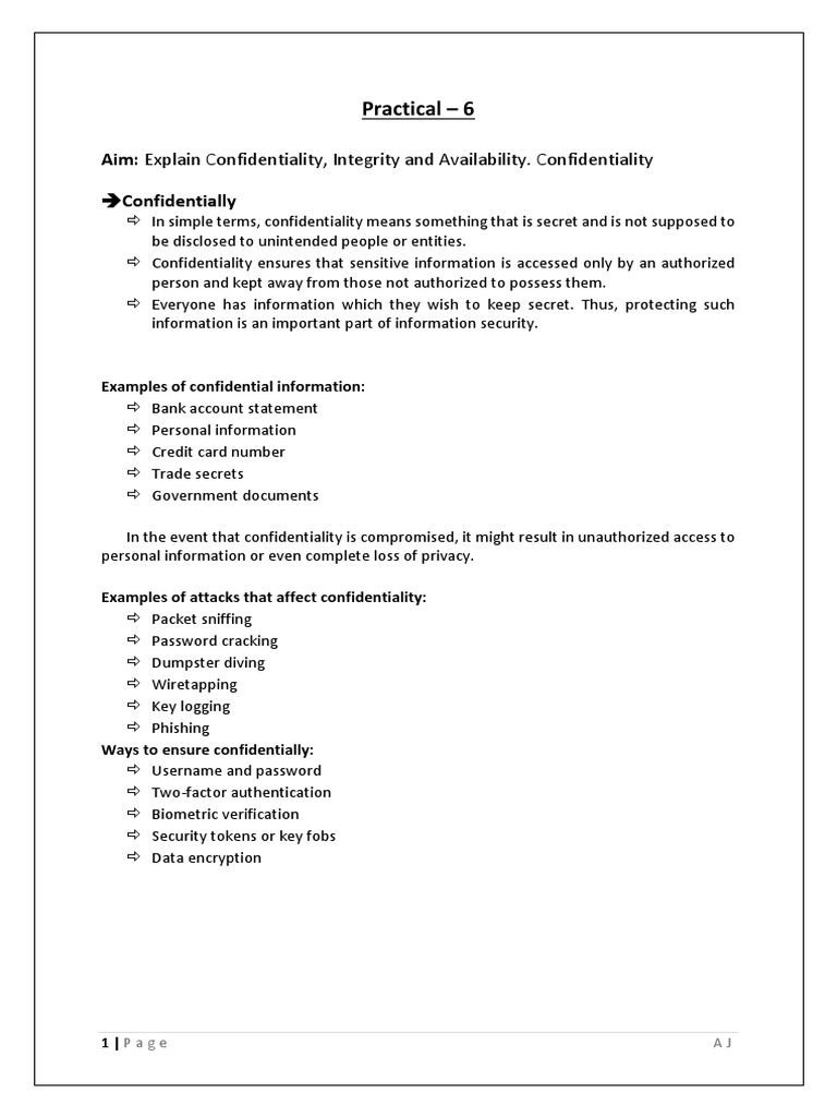 Aim: Explain Confidentiality, Integrity and Availability ...