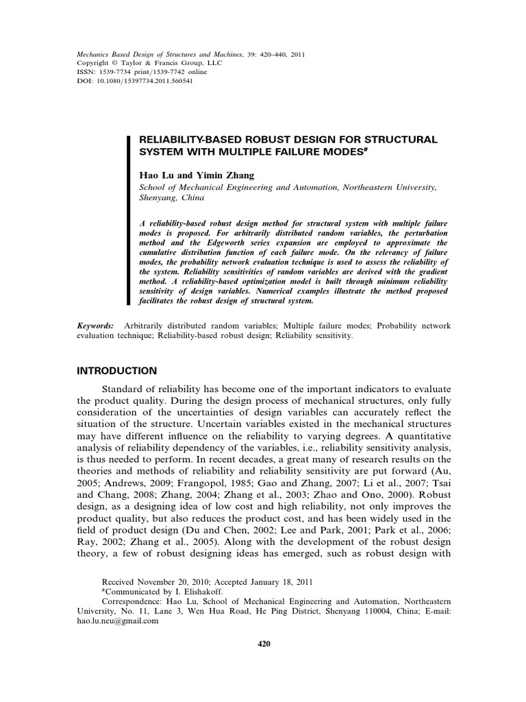 Reliability-Based Robust Design For Structural System With Multiple ...