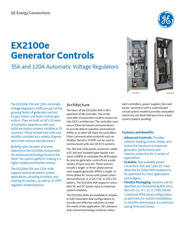 GE Ex2100e Generator Controls Ds Gfa2114 | PDF | General Electric ...
