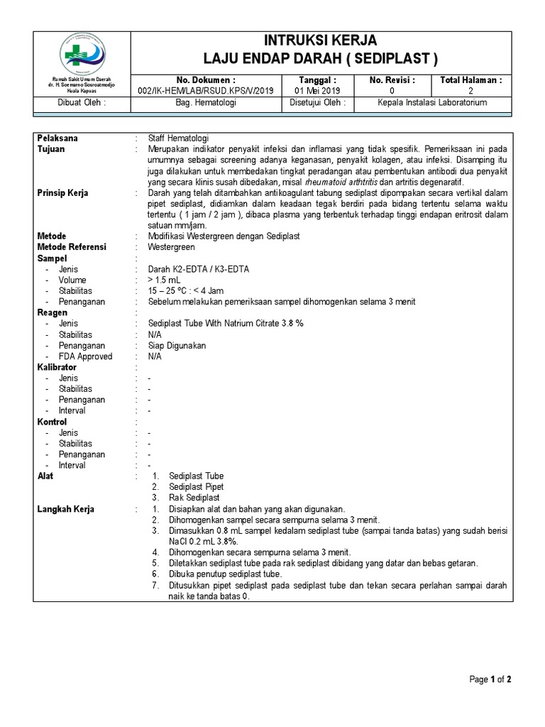 IK Pemeriksaan LED | PDF